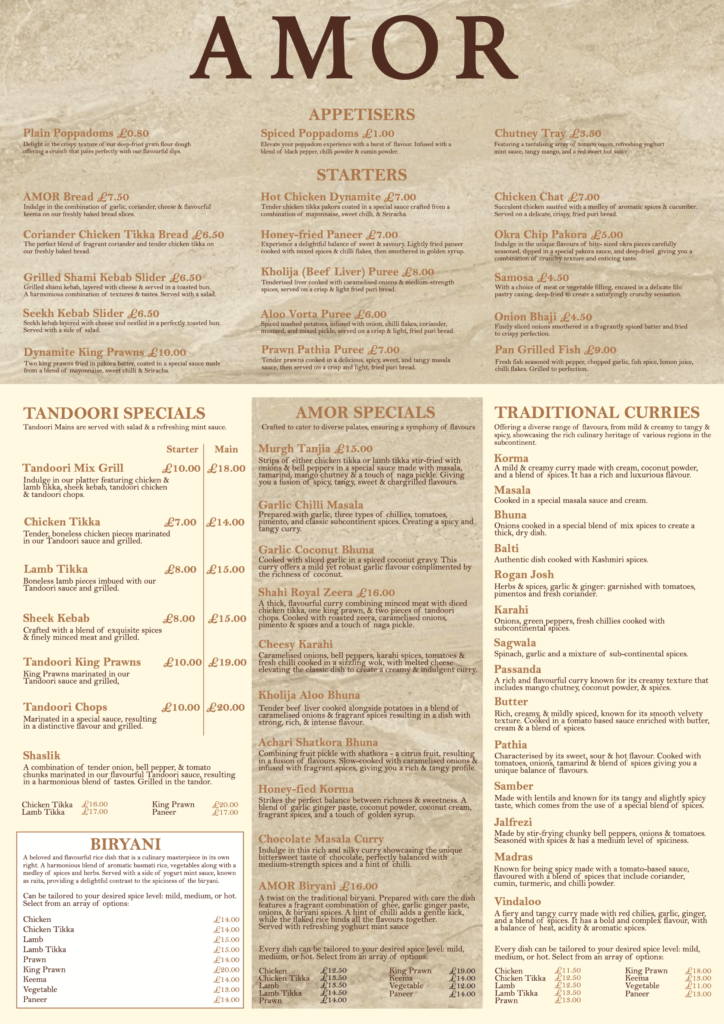 Food Menu – Amor